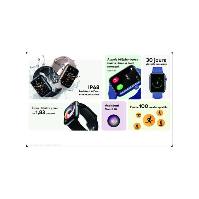 Itel Smart Watch O11 1.83" HD Classification IP68 Montre Intelligente ...